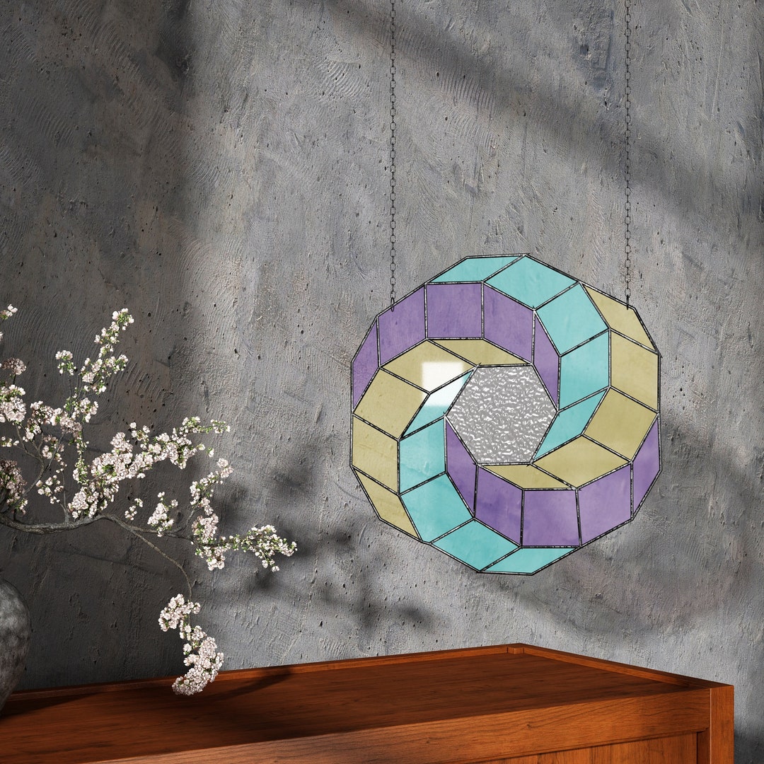 Circular Stained Glass Pattern Decor, Wall Decor, Stained Glass ...