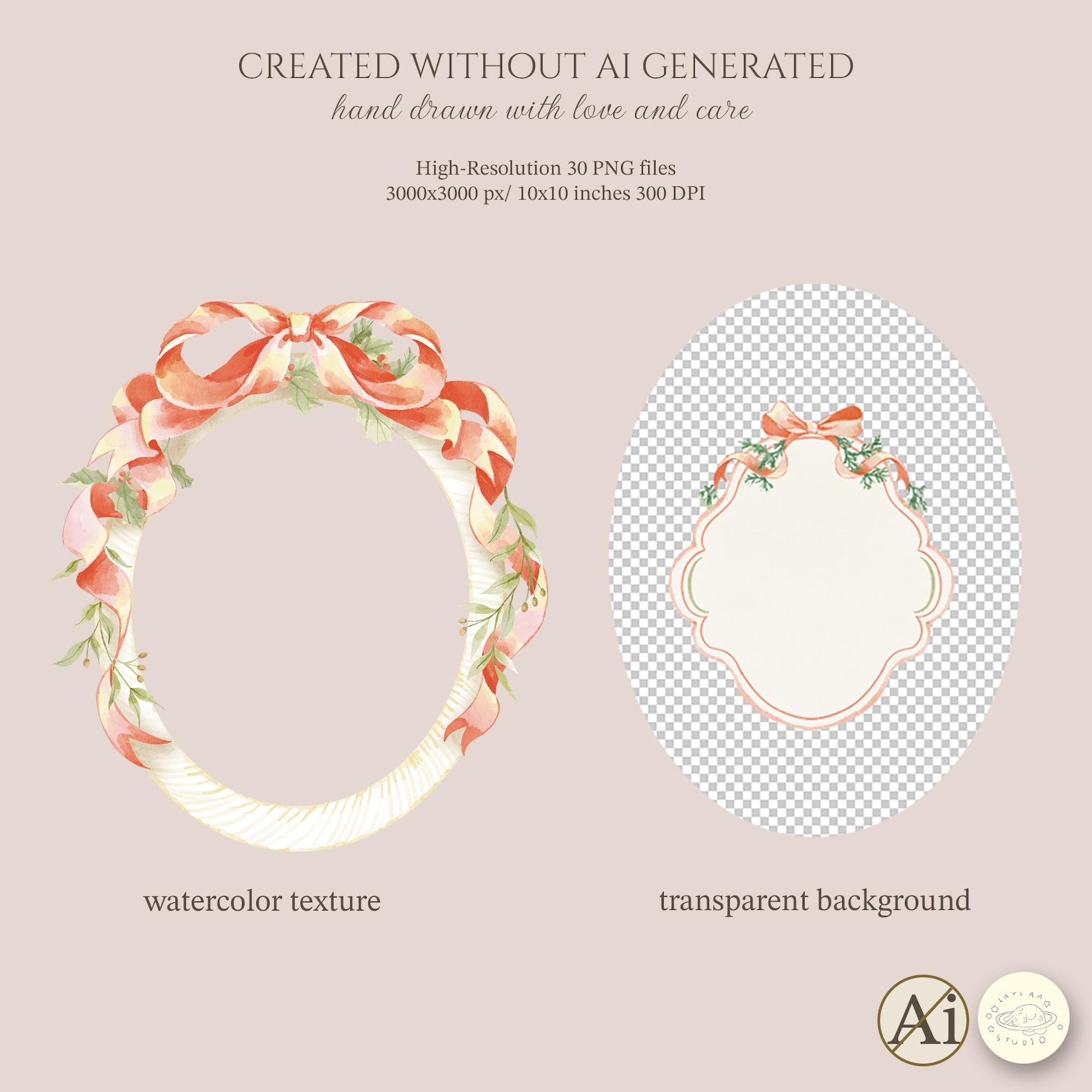 Coquette Frame, Ribbon Bow, Hand Painted, PNG File, Christmas Frame, Invitation Clipart ...