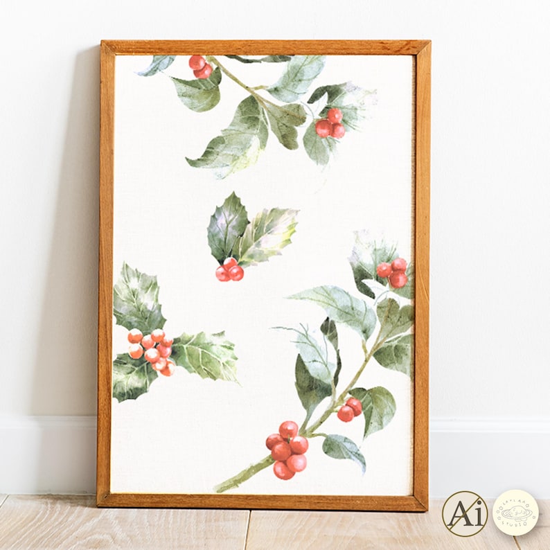 Holiday Wreath, Watercolor Clipart, Hand Painted, PNG File, Christmas ...