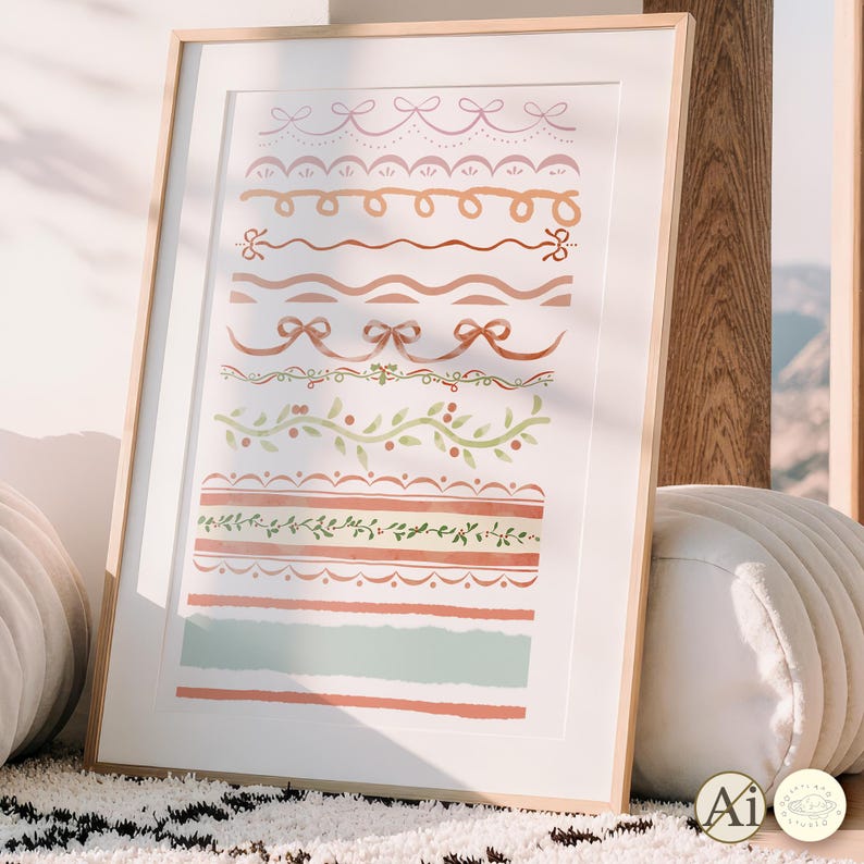 Coquette Frame, Ribbon Bow, Hand Painted, PNG File, Christmas Frame ...