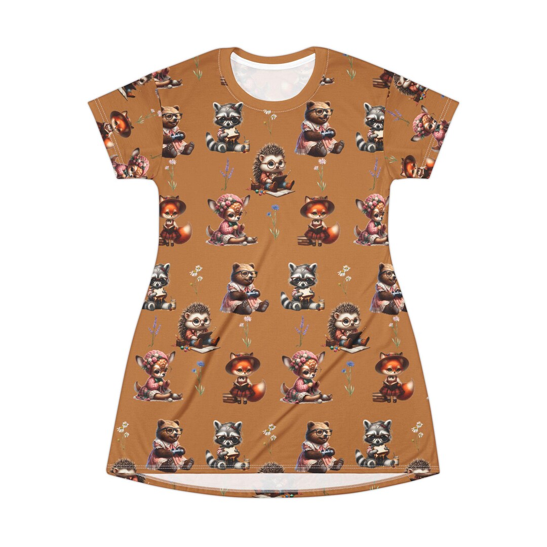 Nerdcore T-shirt Dress, Cute Baby Animals, Cottagecore, Forrest Nerd ...