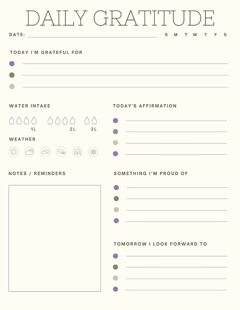 Daily Gratitude Journal, Downloadable and Printable Journal - Etsy