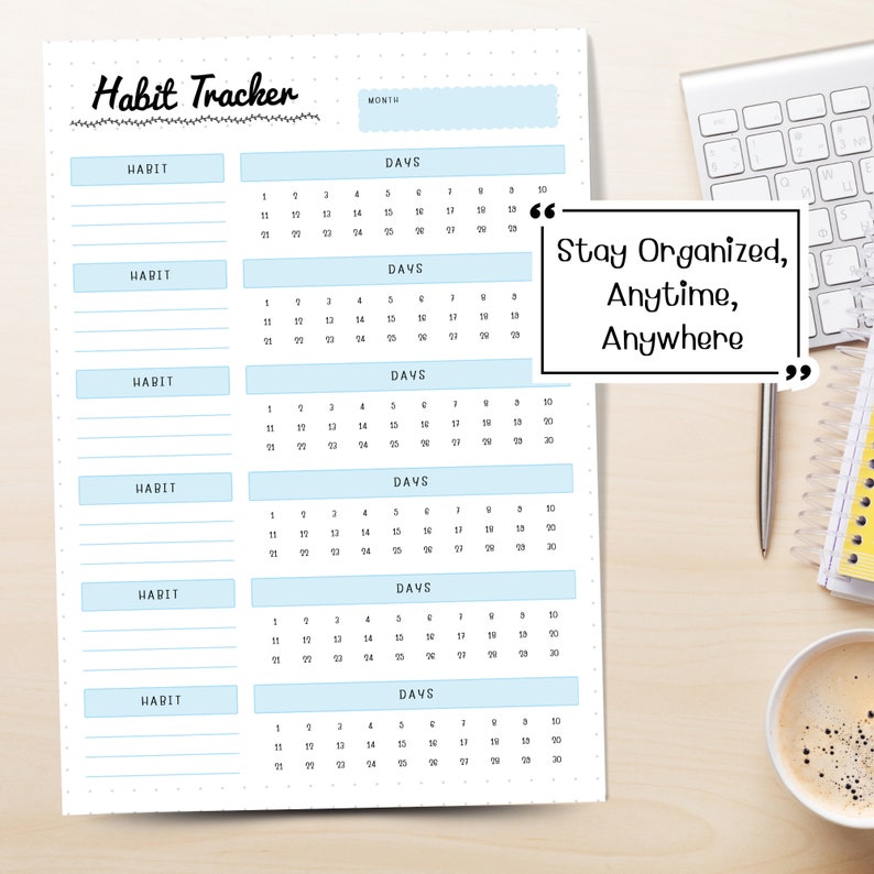 2024 Habit Tracker Coloring Sheet Printable, A5 Journal Page, Habit ...