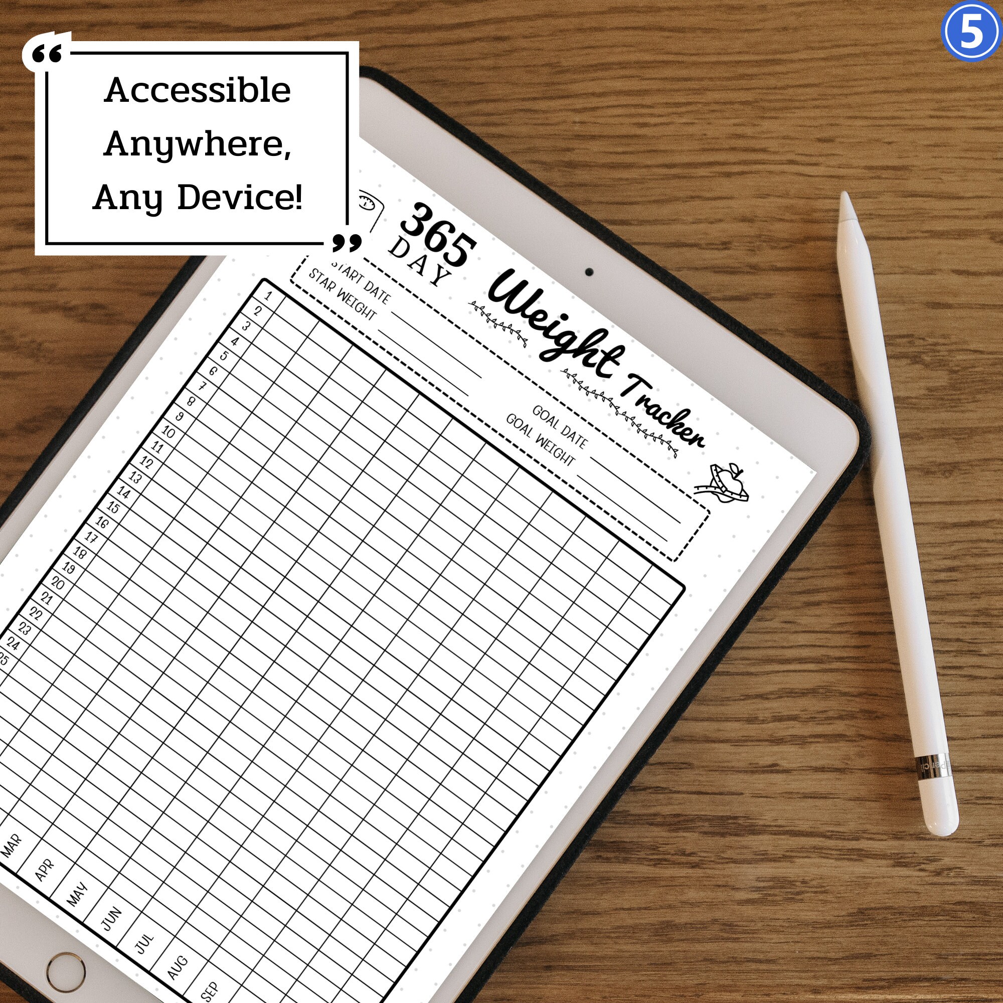 365 Day Weight Tracker Printable & Fillable, A5 Journal Page, PRINTABLE ...