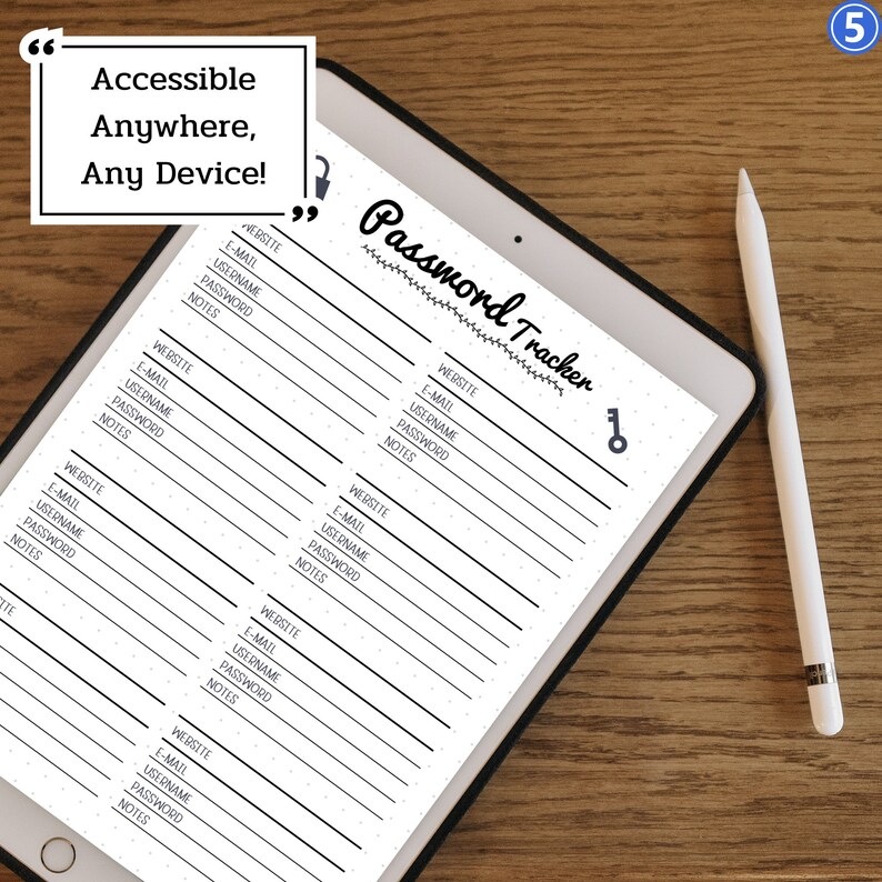 Password Tracker Printable & Fillable, A5 Journal Page, PRINTABLE ...