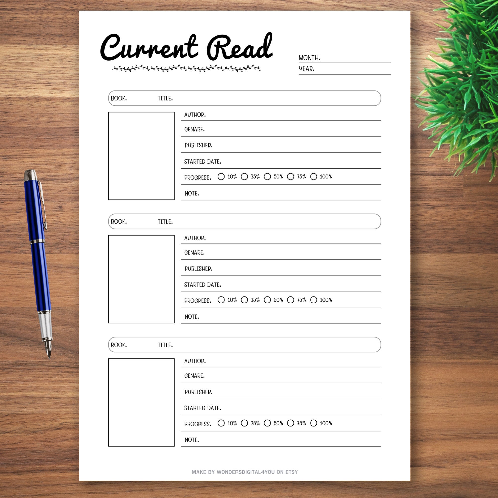 Book Reading Tracker Bundle Printable Page, Reading Tracker, A5 Bullet ...