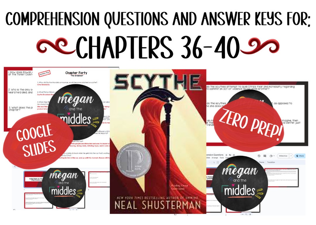 SCYTHE: by Neal Shusterman- Comprehension Questions and Answer Keys for ...