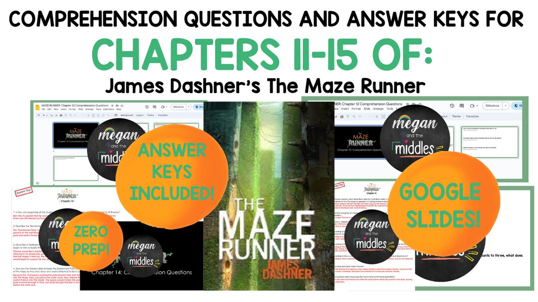 The Maze Runner: Comprehension Questions and Answer Keys for CHAPTERS ...