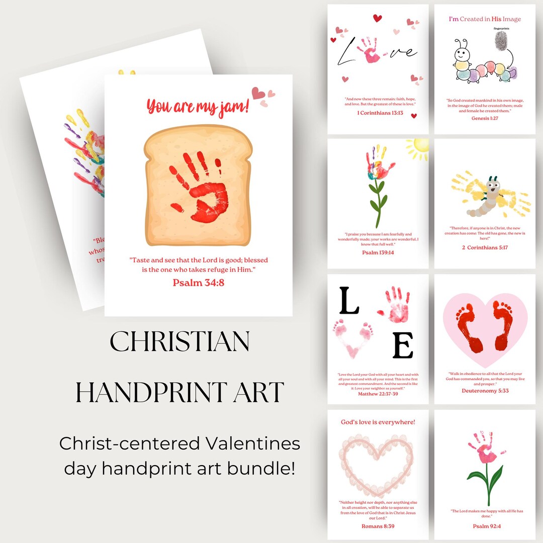 Biblical Handprint Art | Christian Valentines Day Handprint Art Bundle ...