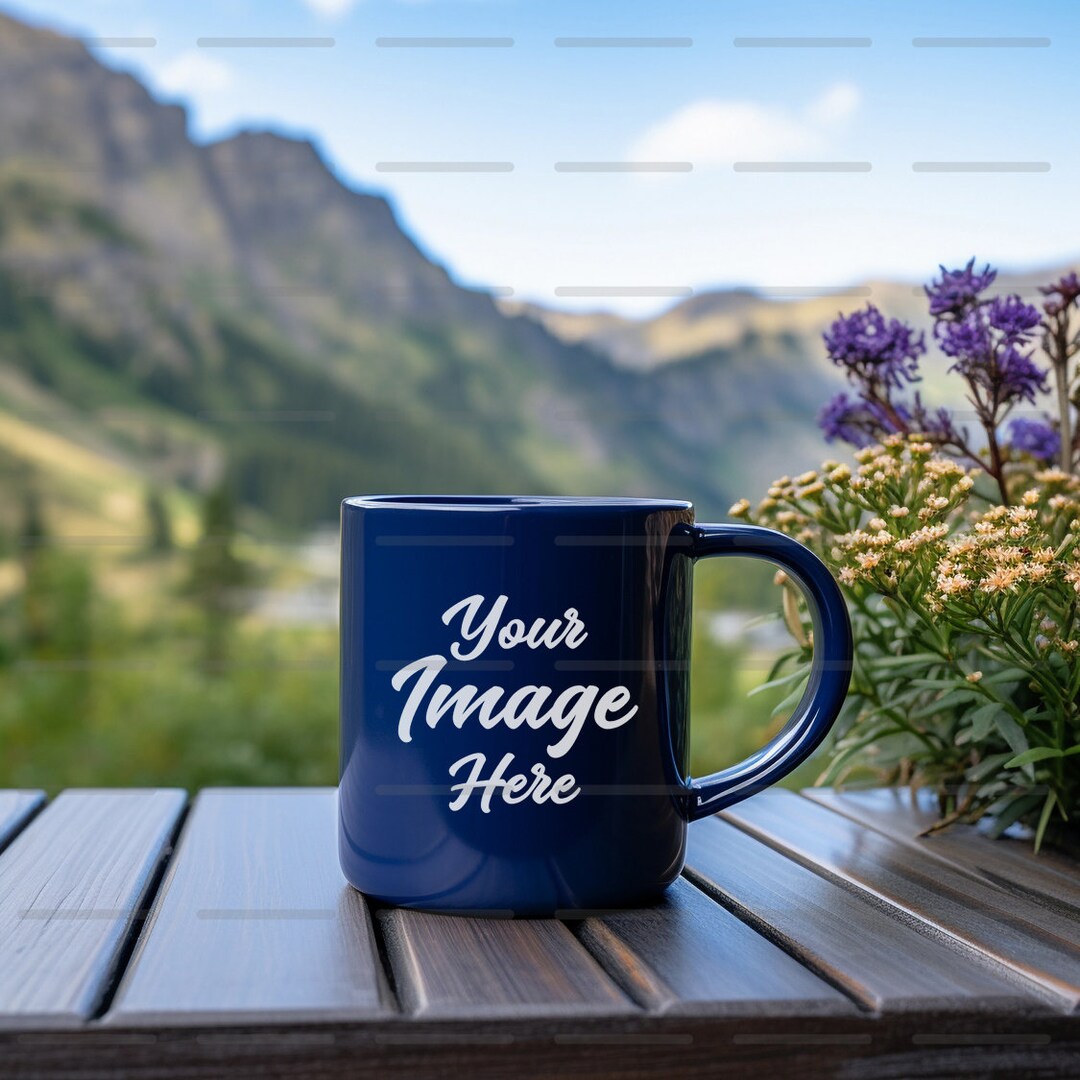 Navy Blue Coffee Mug Mockup, PNG-JPG Instant Digital Download, Your ...