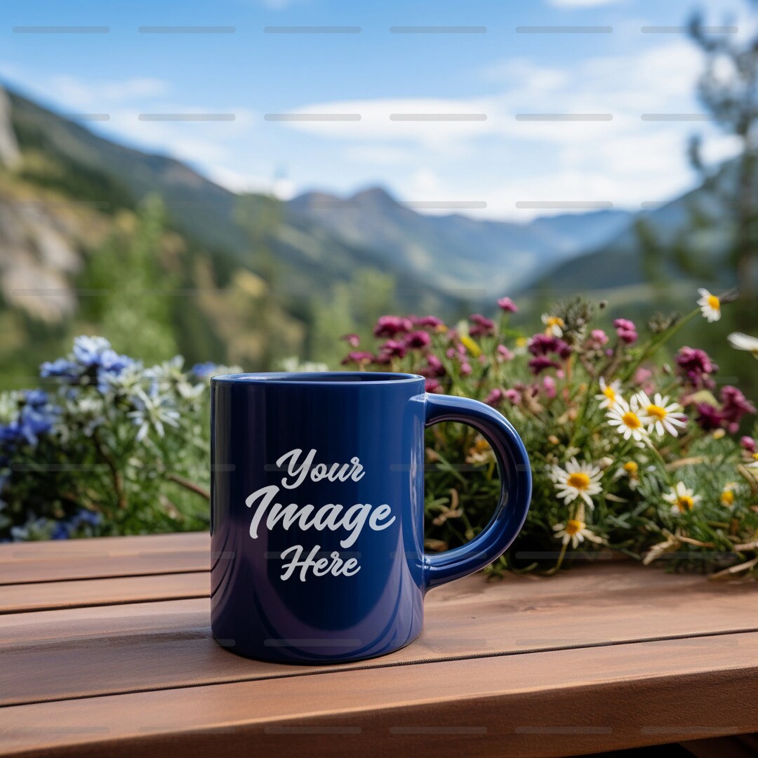 Navy Blue Coffee Mug Mockup, PNG-JPG Instant Digital Download, Your ...