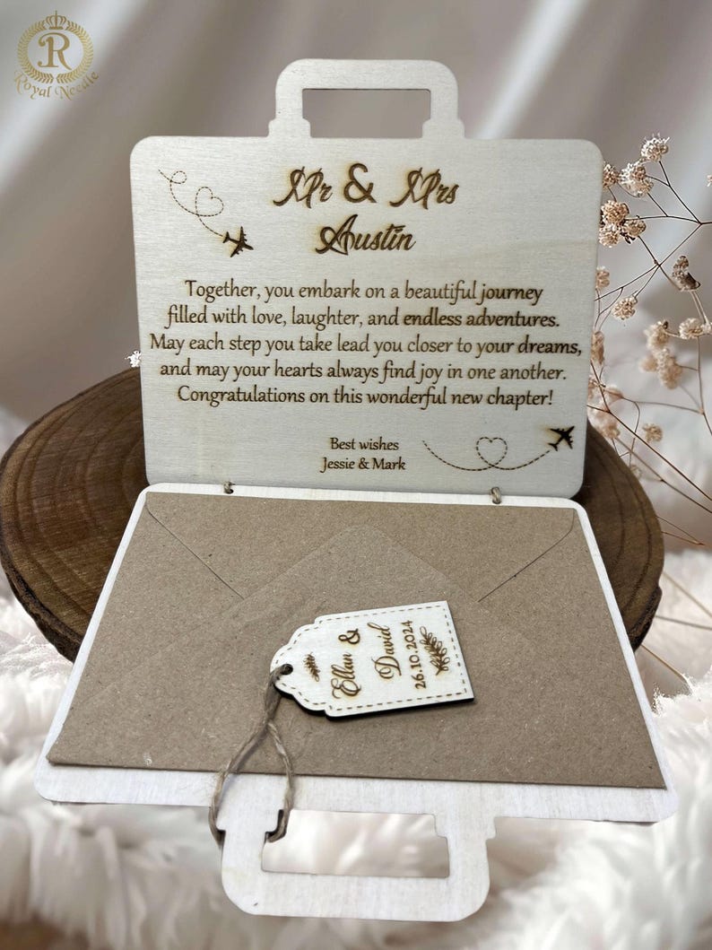Personalised Wedding Gift Card, Engraved Wood, Unique Wooden Envelope ...