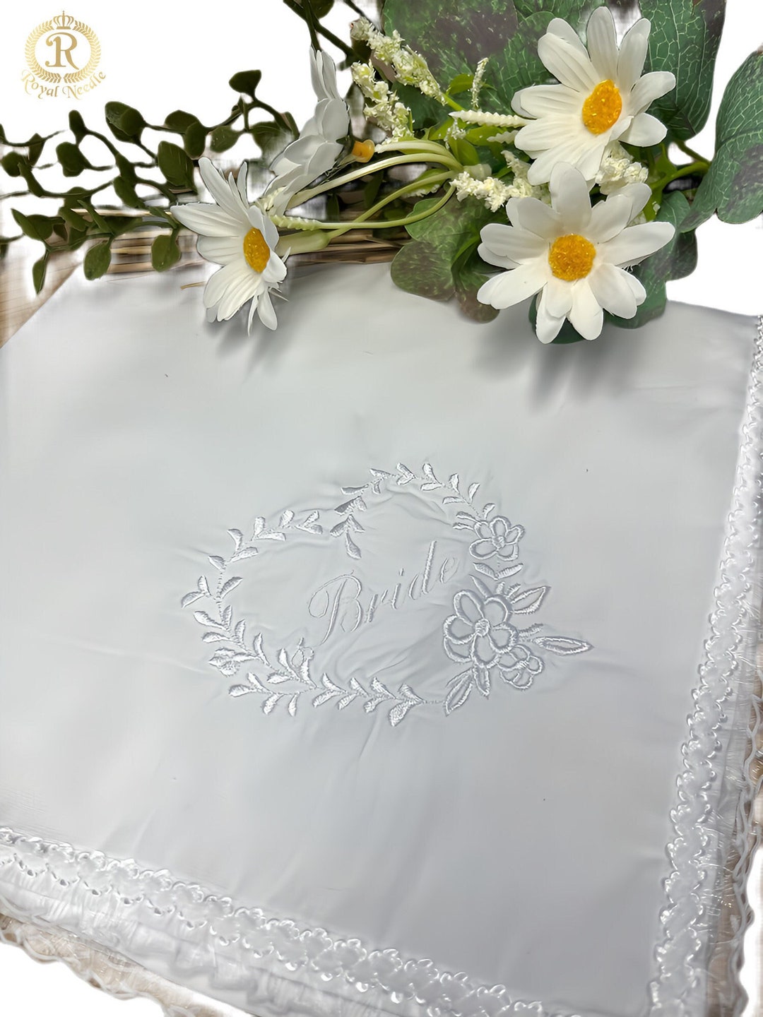 Embroidered Lace Wedding Handkerchief, Wedding Hankies, Personalised ...