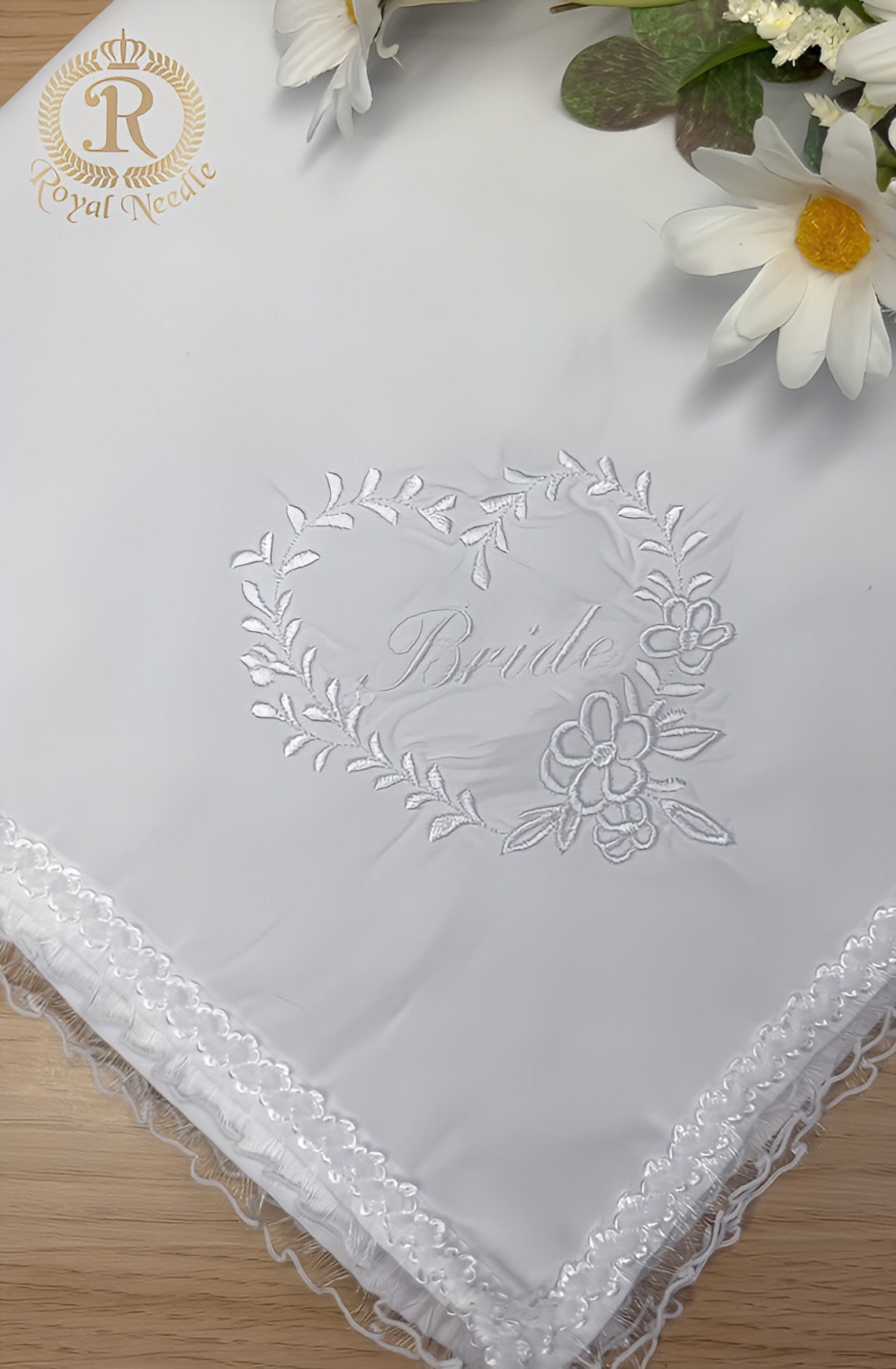 Embroidered Lace Wedding Handkerchief, Wedding Hankies, Personalised ...