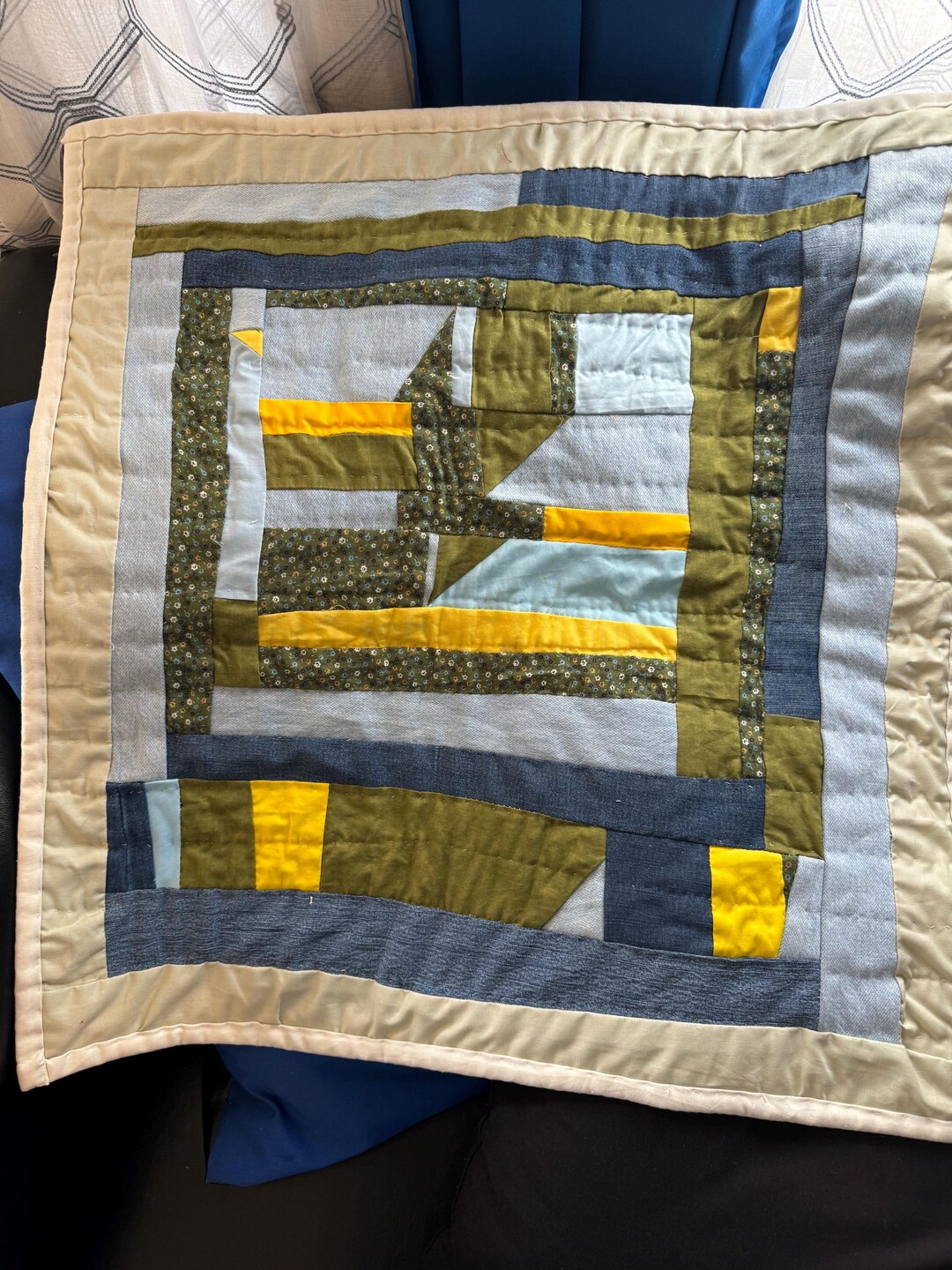 Handcrafted Cotton Quilt, Gee's Bend Style Wall Hanging Tapestry (23x24 ...