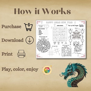Lunar New Year Activity Sheet, Year of the Dragon Coloring Page, Lunar ...