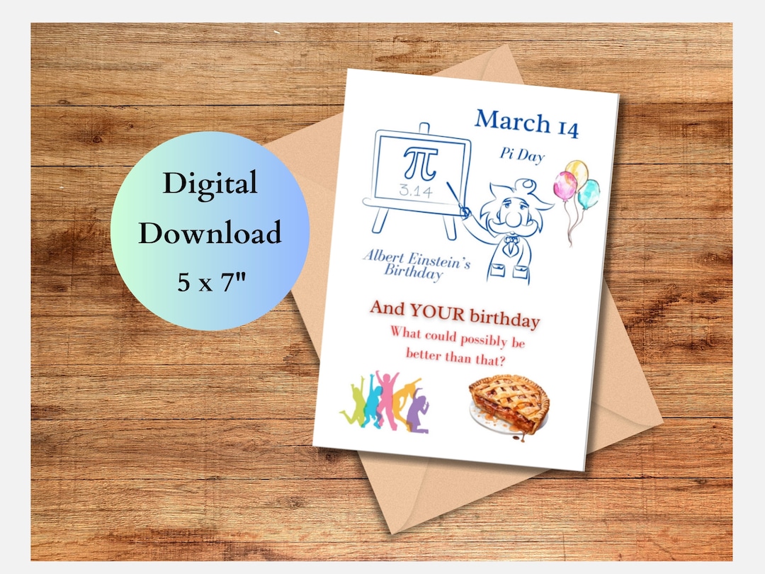 Born on Pi Day and Albert Einsteins Birthday. Perfect Card for Math and ...