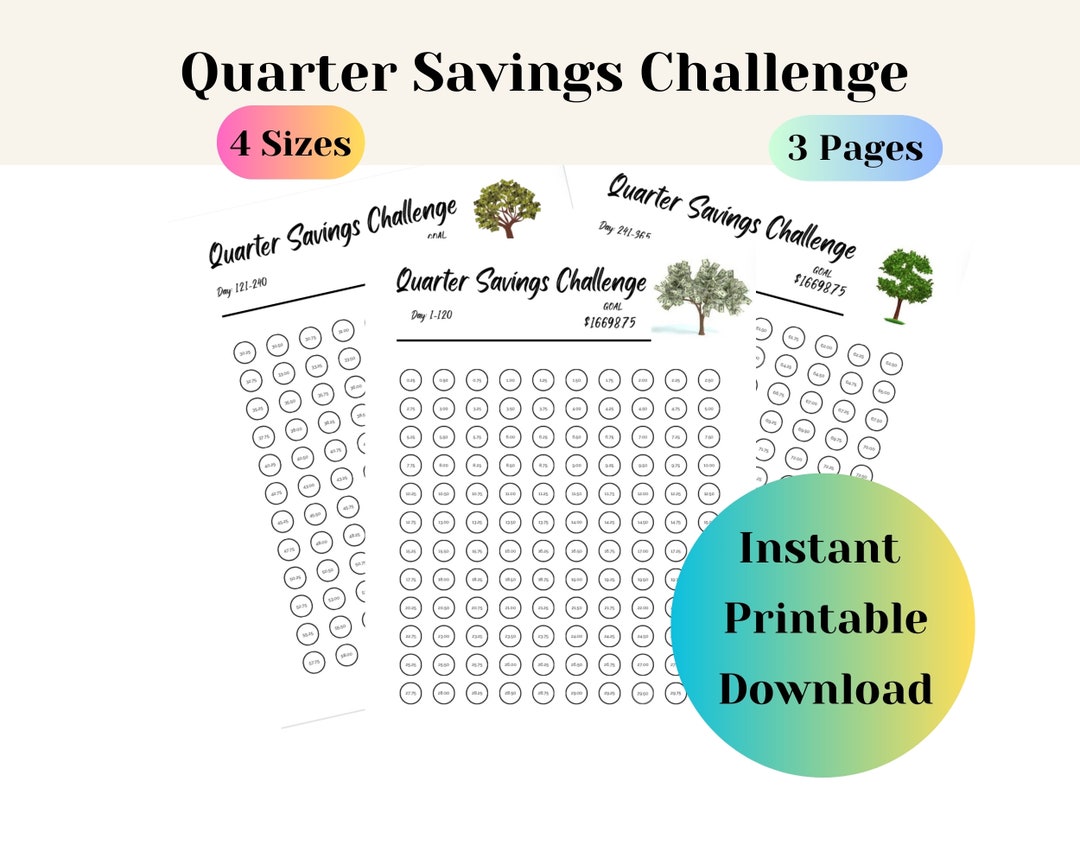 Quarter Savings Tracker Challenge, Printable PDF, Save 16,698 in One ...
