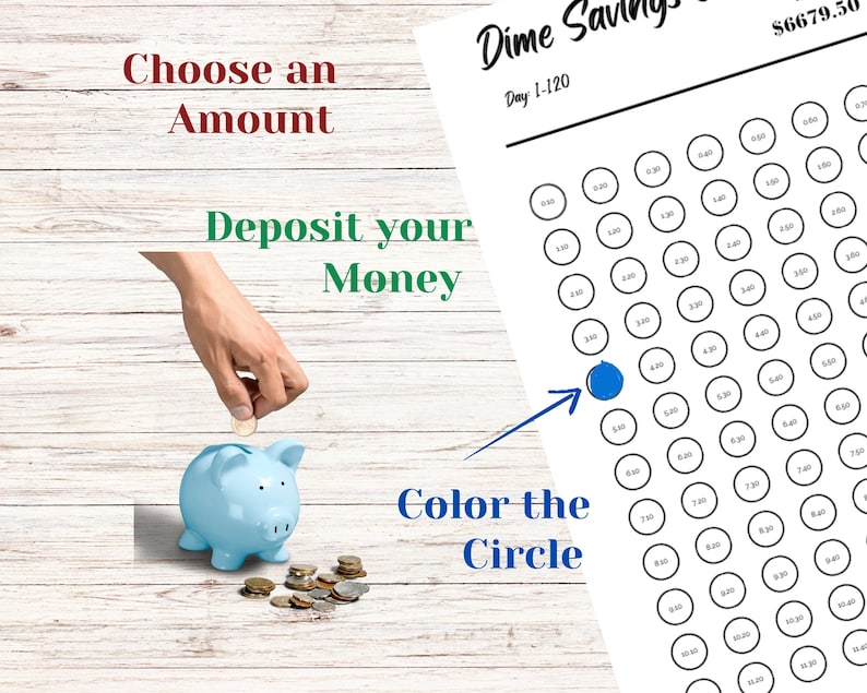 Dime Savings Challenge Tracker Printable PDF, Instant Download, Save ...