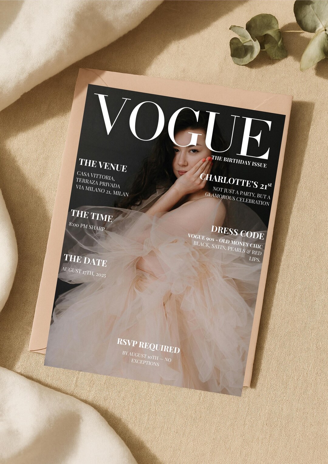 Vogue Birthday Invitation Template: Editable 90s Fashion Party Invite ...