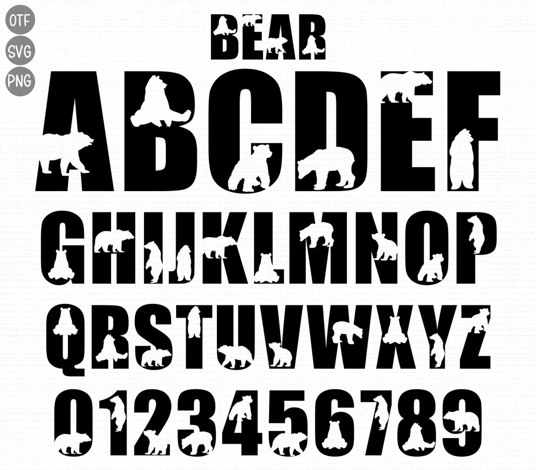 Bear Font, Thick Lettered Alphabet (svg, Png) - Etsy