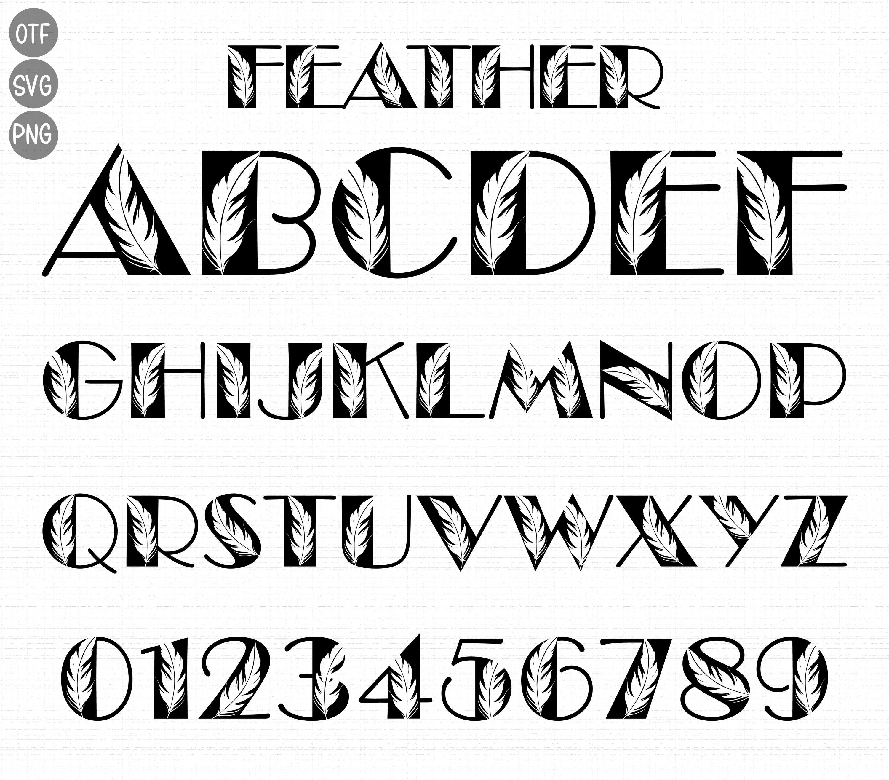 Feather Font Svg, Feather Letters Svg Png, Alphabet Font Svg, Feather ...