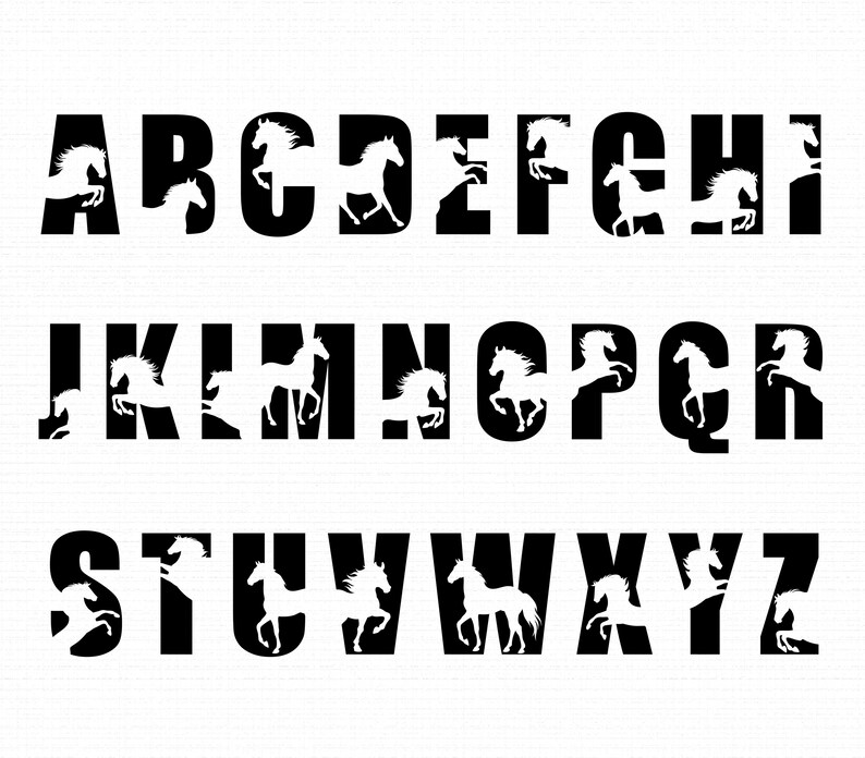 Horse Font Alphabet, Equestrian Letters, Numbers (SVG PNG OTF) - Etsy