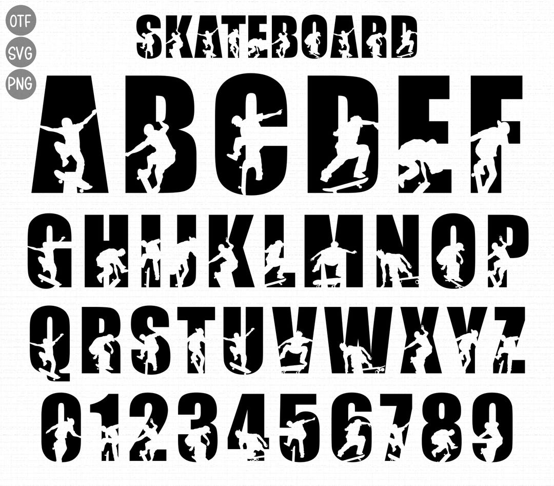 Skateboard Font Svg, Skateboard Letters Svg Png, Alphabet Font Svg ...