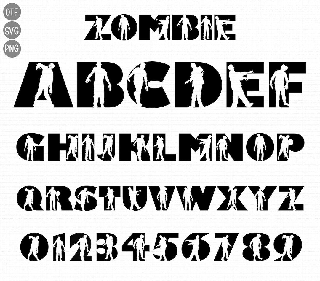 Zombie Font Svg, Zombie Letters Svg Png, Alphabet Font Svg, Zombie ...