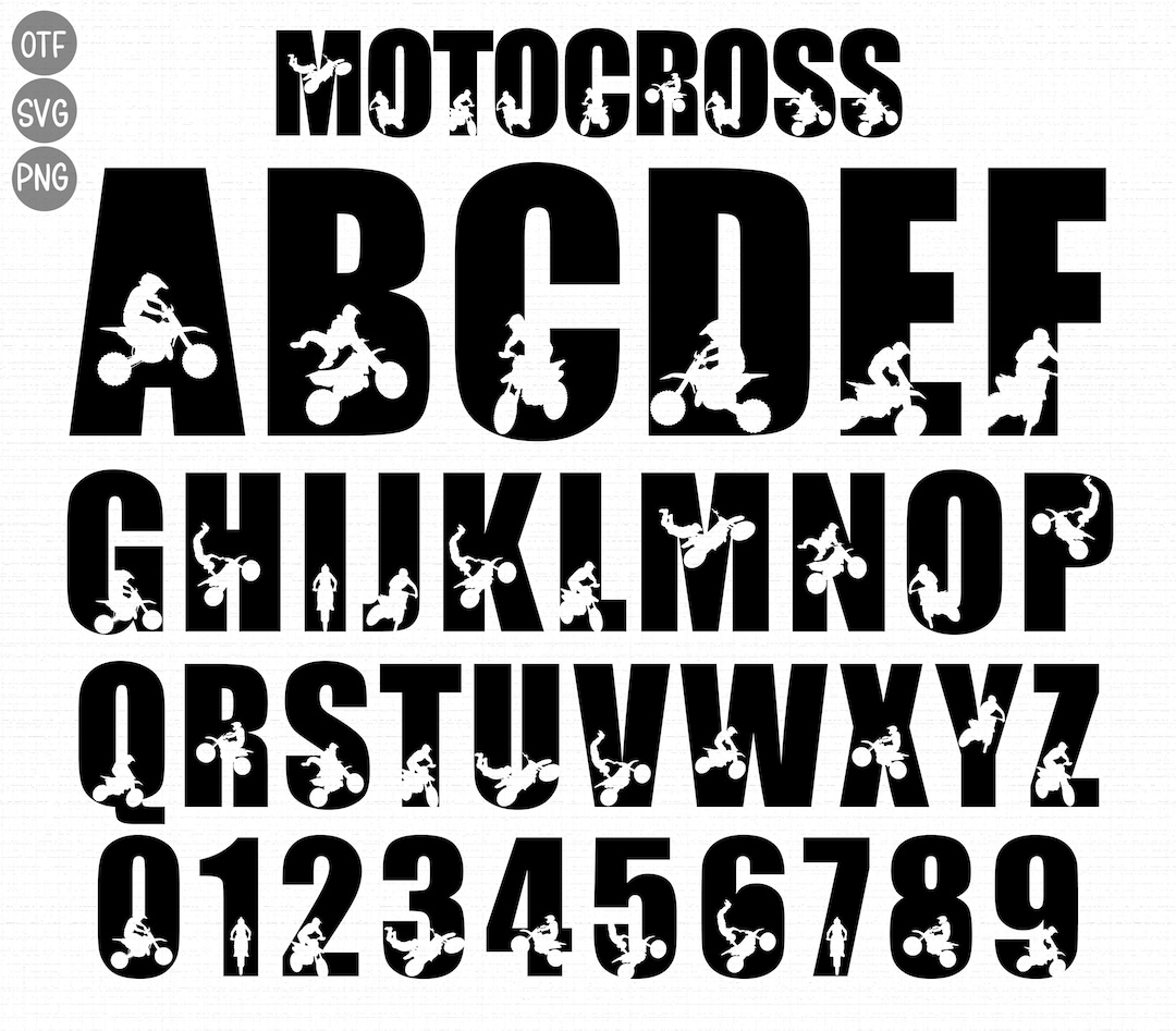 Motocross Font Svg, Motocross Letters Svg Png, Alphabet Font Svg ...