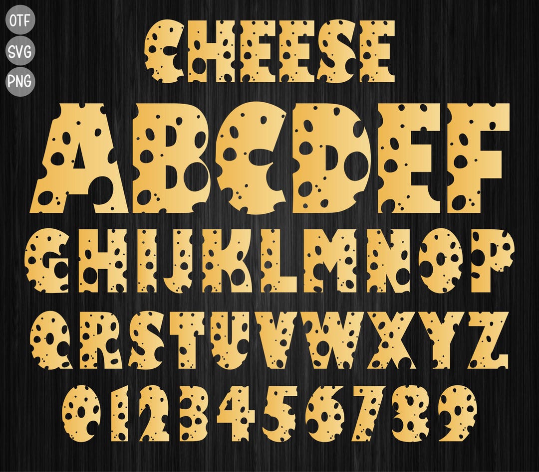 Cheese Font Svg, Cheese Letters Svg Png, Alphabet Font Svg, Cheese ...