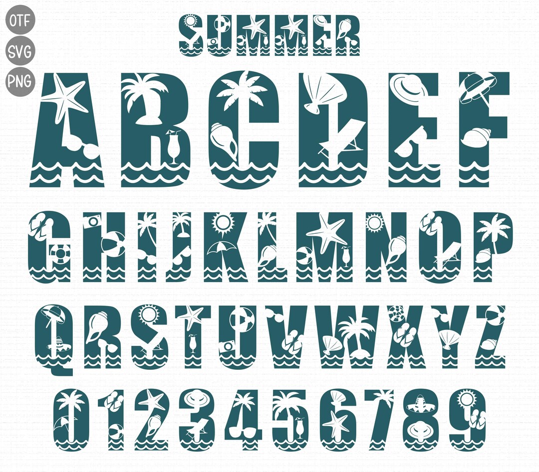 Summer Alphabet Font: Beach Theme Letters (SVG, PNG, OTF) - Etsy
