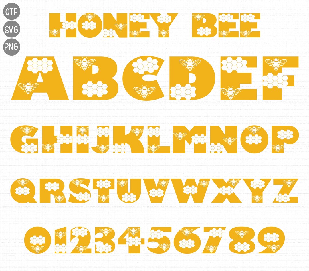 Honey Bee Alphabet Font: SVG, PNG, Cricut & Silhouette - Etsy