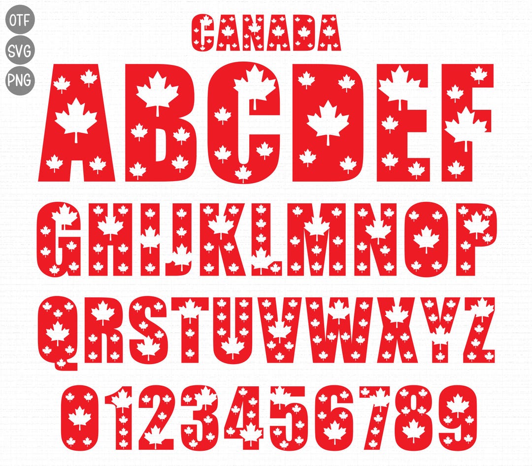 Canada Font Svg, Canada Letters Svg Png, Alphabet Font Svg, Canada ...