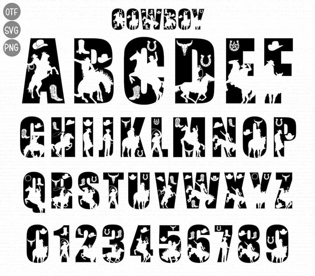 Cowboy Font Svg, Cowboy Letters Svg Png, Alphabet Font Svg, Cowboy ...