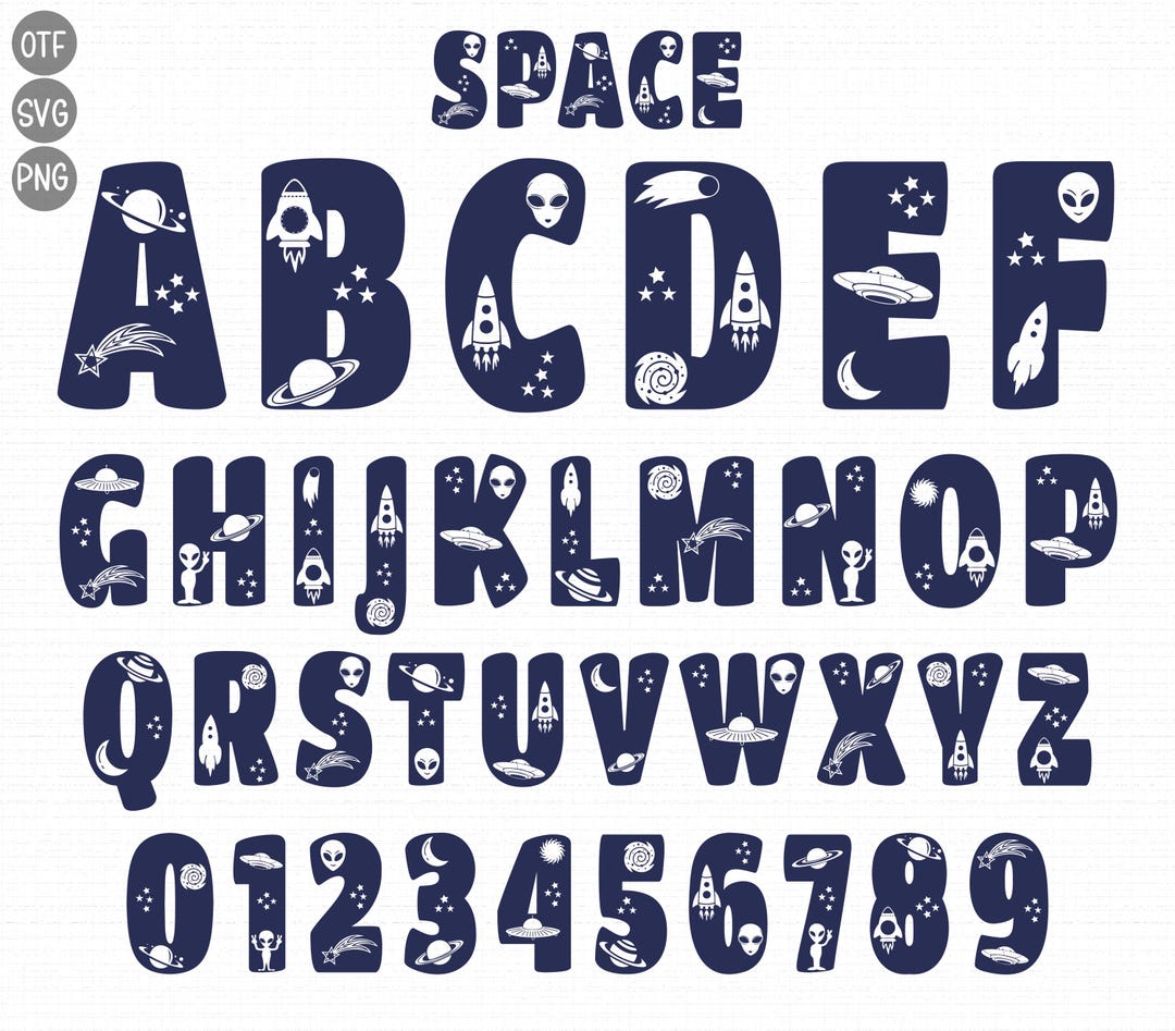 Space Font Svg, Space Letters Svg Png, Alphabet Font Svg, Space ...