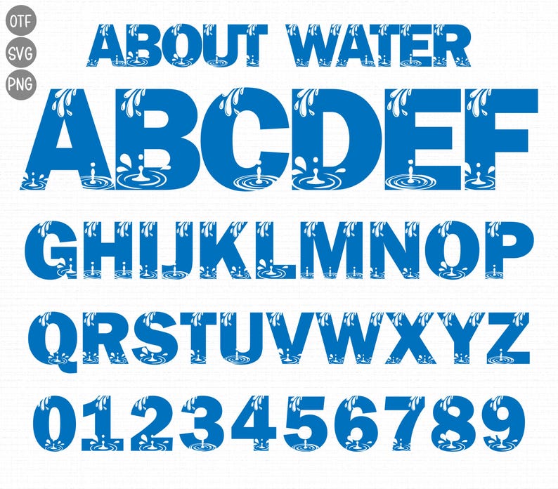 About Water Font Svg, About Water Letters Svg Png, Alphabet Font Svg ...