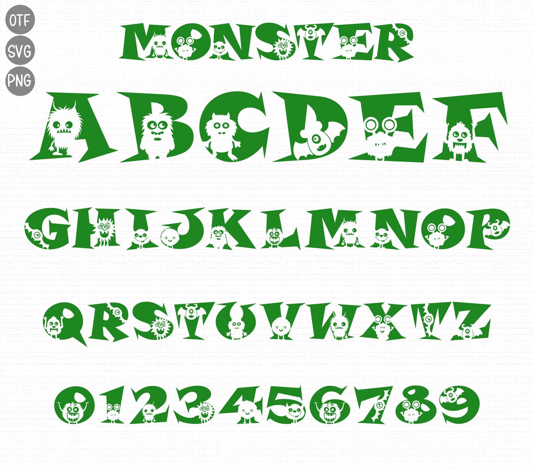 Monster Font Svg, Monster Letters Svg Png, Alphabet Font Svg, Monster ...