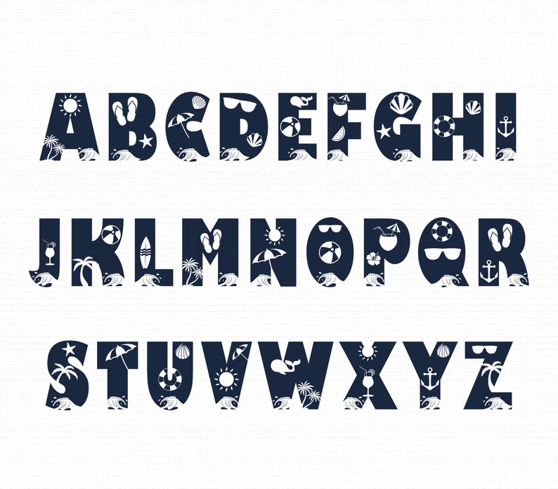 Summer Beach Font Svg, Summer Beach Letters Svg Png, Alphabet Font Svg ...
