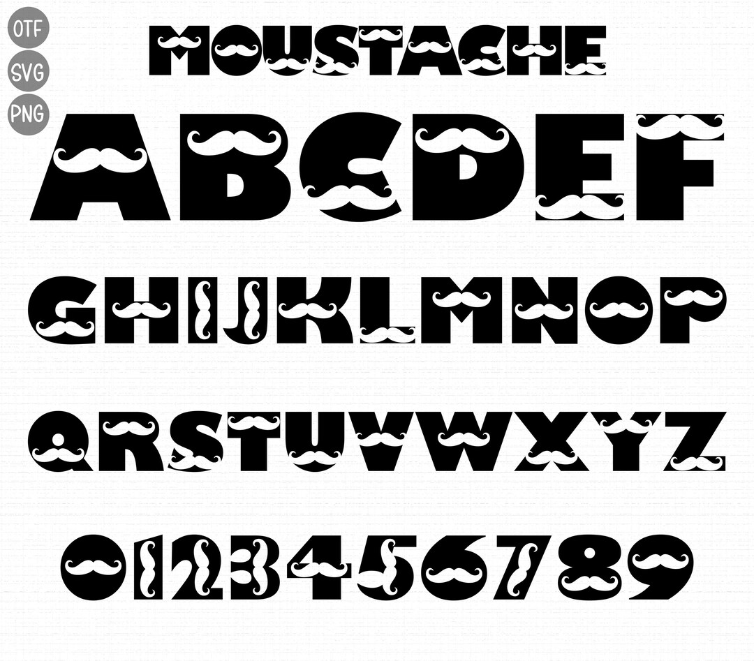 Moustache Font Svg, Moustache Letters Svg Png, Alphabet Font Svg ...