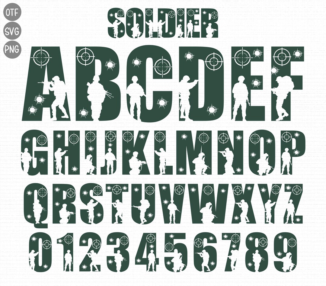 Soldier Font Svg, Soldier Letters Svg Png, Alphabet Font Svg, Soldier ...