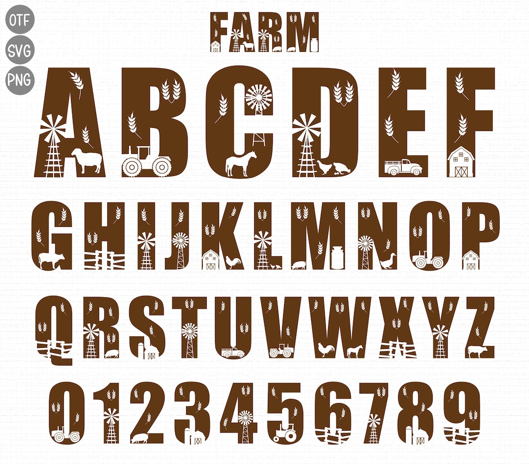 Farm Font Svg, Farm Letters Svg Png, Alphabet Font Svg, Farm Alphabet ...