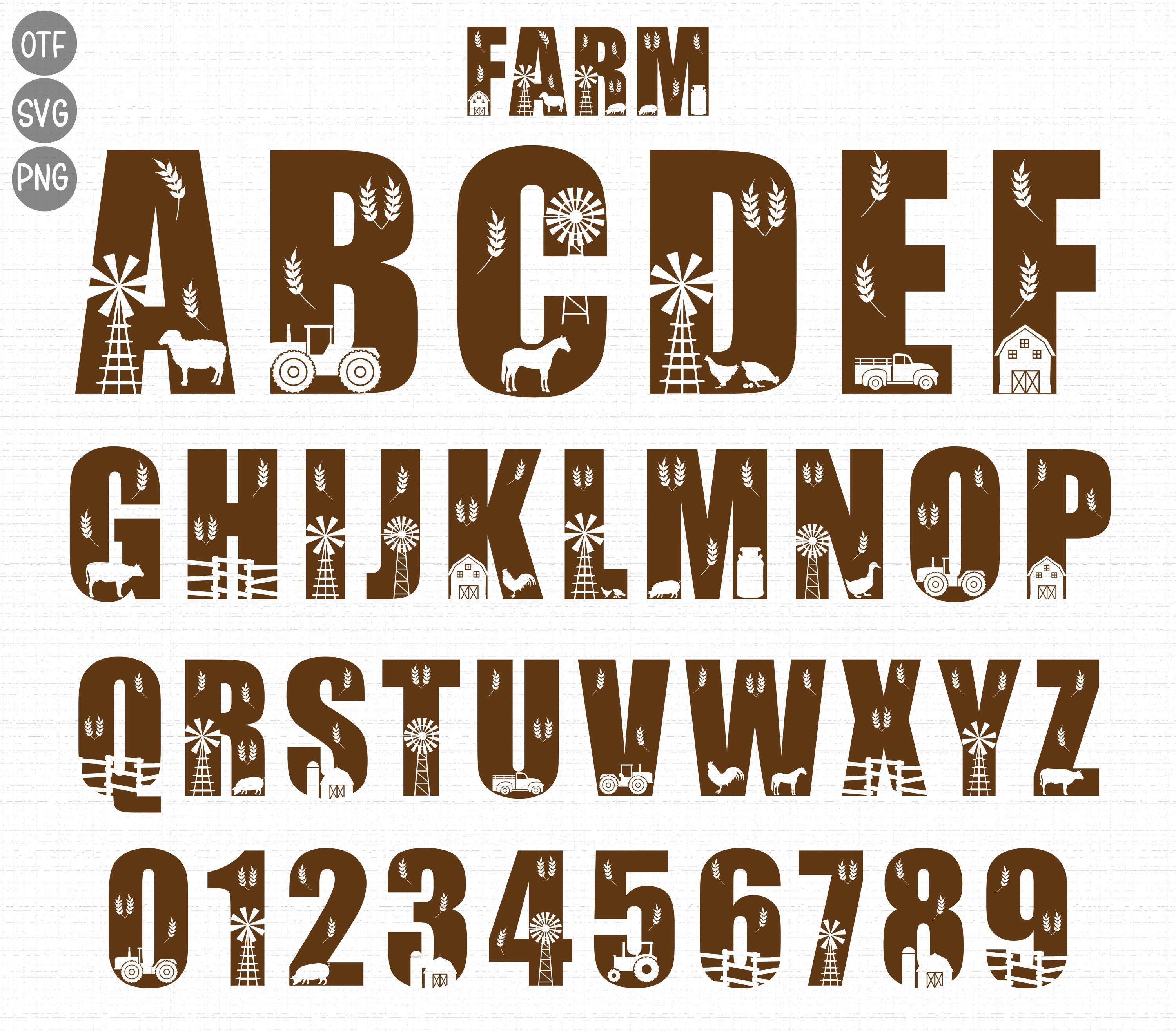 Farm Font Svg, Farm Letters Svg Png, Alphabet Font Svg, Farm Alphabet ...