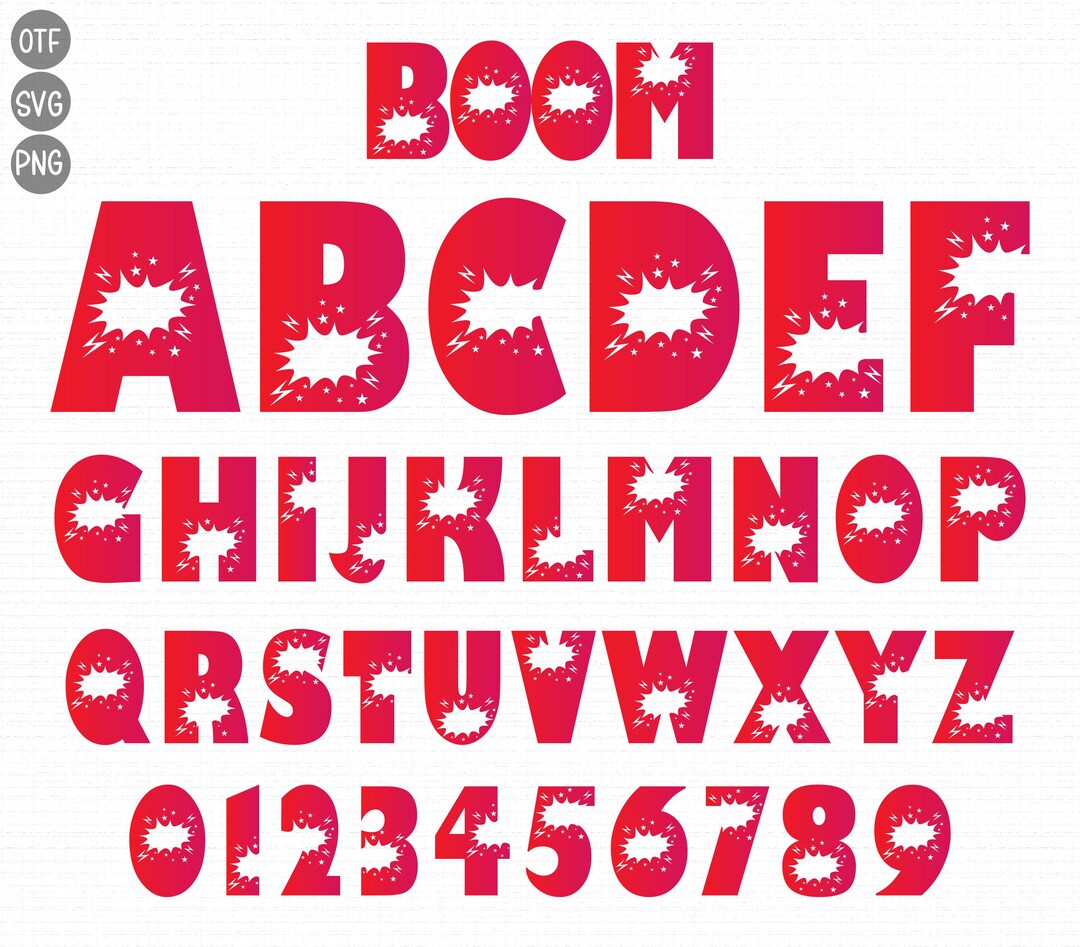 Boom Font Svg, Boom Letters Svg Png, Alphabet Font Svg, Boom Alphabet ...