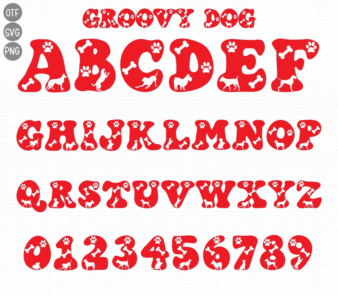 Groovy Dog Font Svg, Groovy Dog Letters Svg Png, Alphabet Font Svg ...