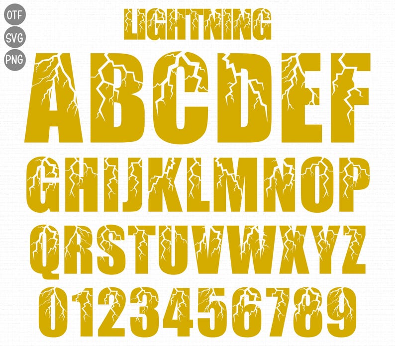 Lightning Font Svg, Lightning Letters Svg Png, Alphabet Font Svg ...