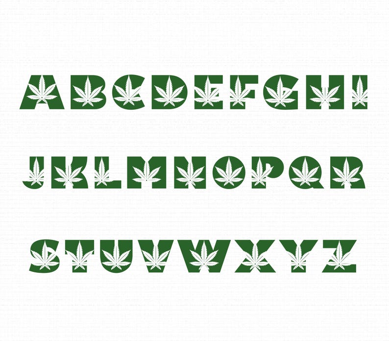 Cannabis Font Svg, Cannabis Letters Svg Png, Alphabet Font Svg ...