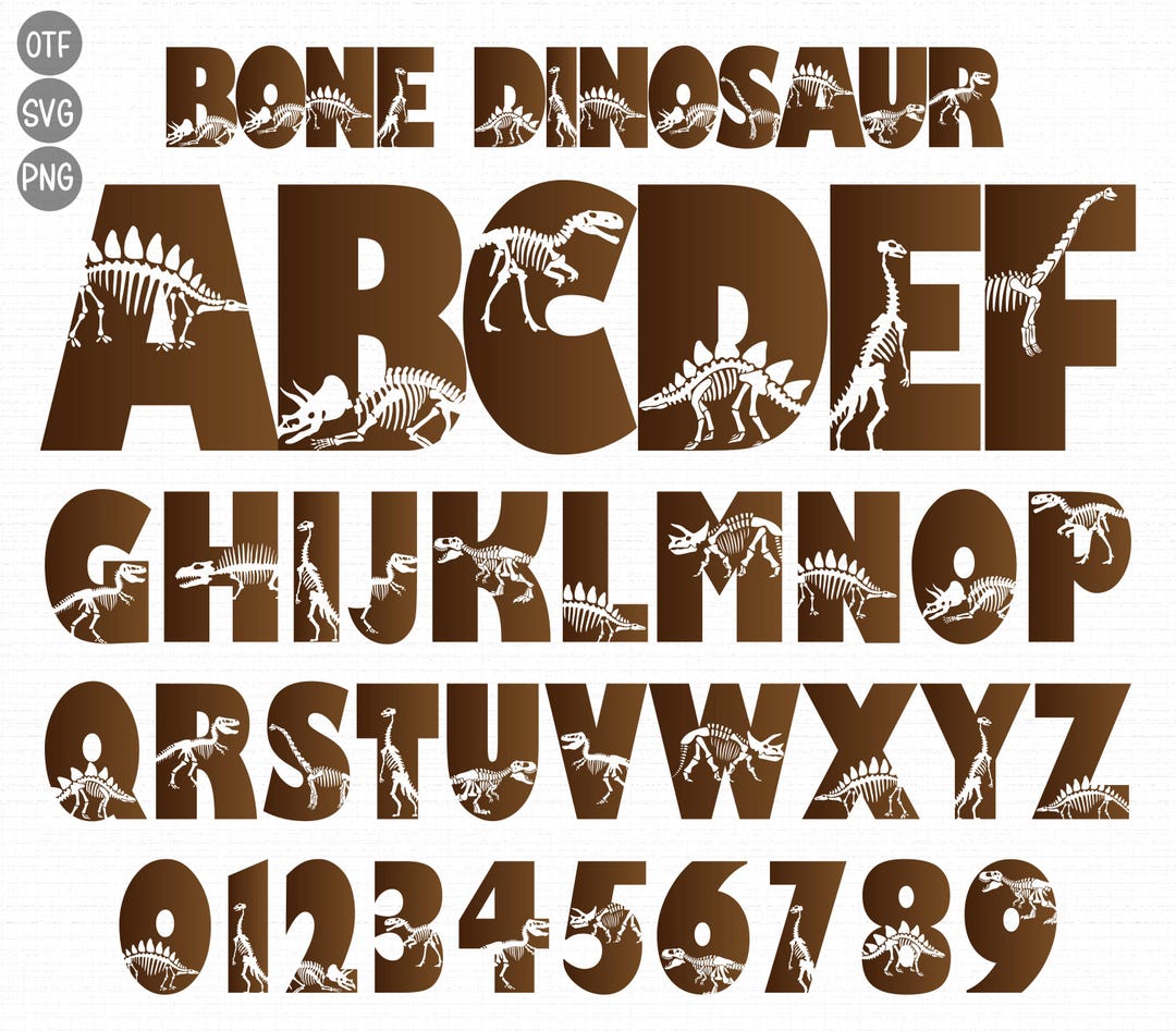 Bone Dinosaur Font SVG, Alphabet Letters (otf, Svg, Png) - Etsy