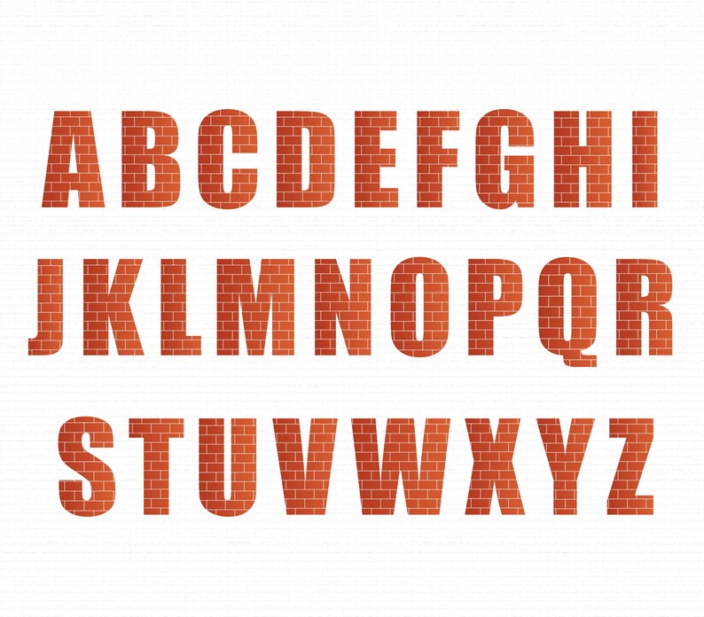 Brick Font Svg, Brick Letters Svg Png, Alphabet Font Svg, Brick ...