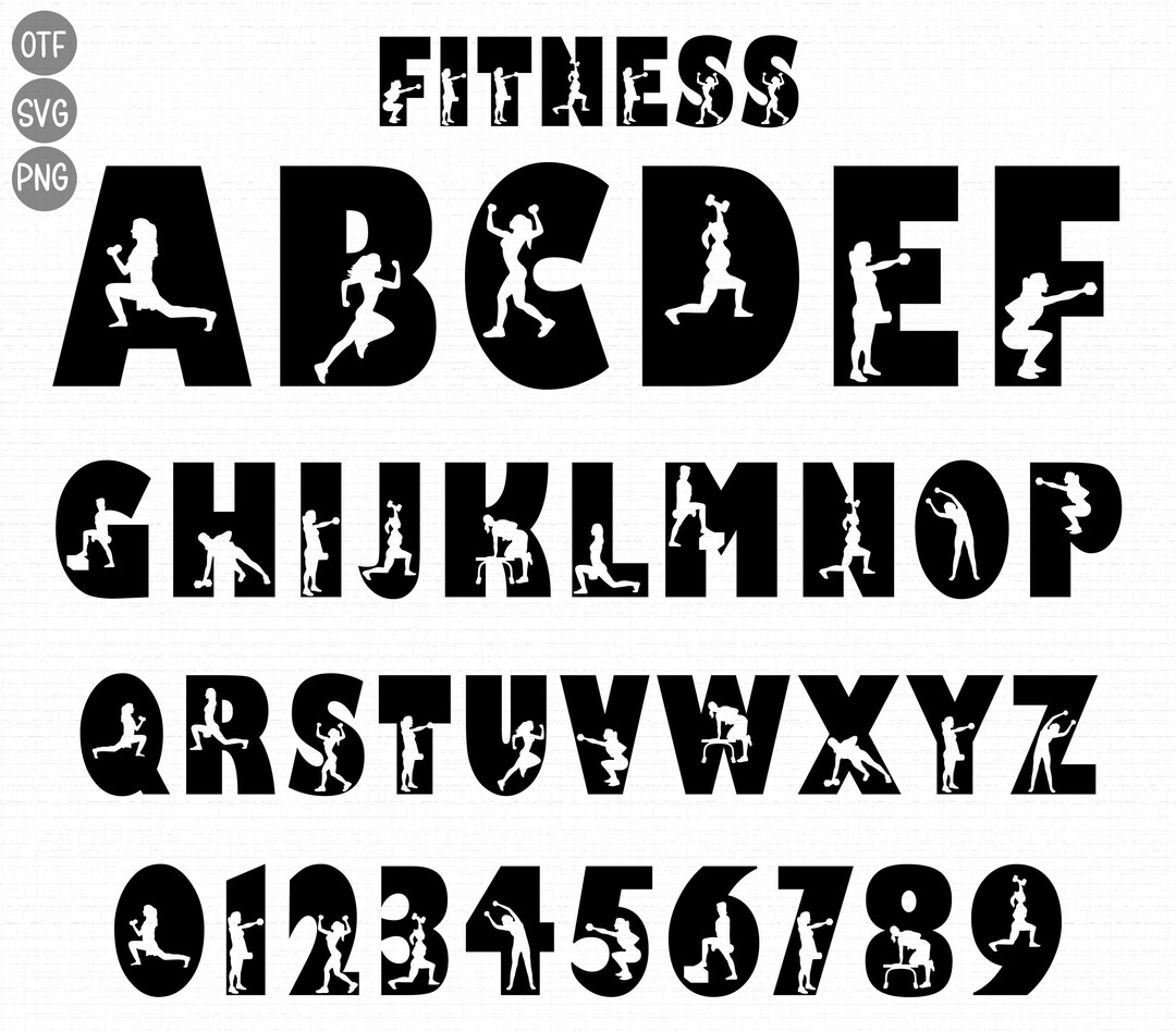 Fitness Font Svg, Fitness Letters Svg Png, Alphabet Font Svg, Fitness ...